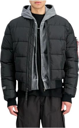 Alpha Industries Homme, Vestes, Noir, Taille: XL Ma-1 Logo Puffer Jacket