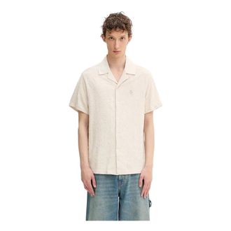 Filling Pieces Hemd mit Blumenstickerei- kurze &Auml;rmel - - Shirts - Herren - Beige - L