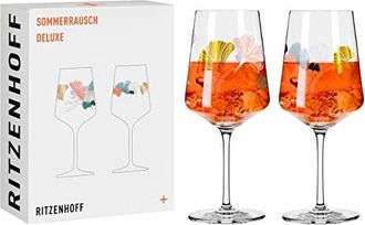 Ritzenhoff 2841018 Aperitif-Glas Sprizz 2er-Set 500 ml - Serie Sommerrausch Deluxe - mit Ginko-Motiv - Made in Germany