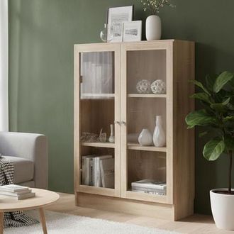 Dmora B&uuml;cherregal Aline, B&uuml;roregal, Mobiler Buchhalter, B&uuml;cherbrett, 79x28 h107 cm, Eiche