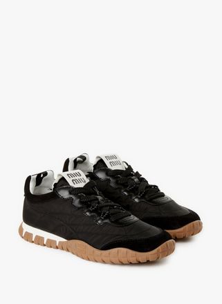 Miu Miu Baskets Tyre en tissu technique et cuir