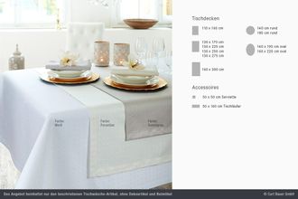 Curt Bauer Tischw&auml;sche Servietten Dessin 3815 Petito, Porzellan 50 x 50 cm (2er Pack)