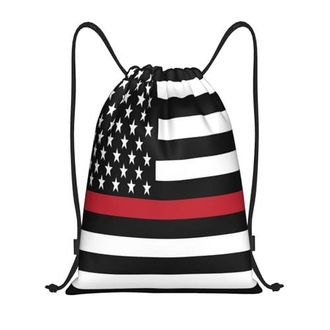 Generic Drapeau Rouge Des Pompiers Am&eacute;ricains Homme Femme Gym Sack Grand Sac &Agrave; Dos &Agrave; Cordon &Eacute;tanche Sac &Agrave; Cordon Pour Vacances Plage Piscine Gymnastique