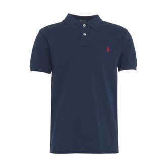 Polo Ralph Lauren Homme, Tops, Bleu, Taille: 2XL Polo Bleu avec Logo Brodé