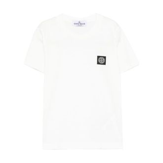 Stone Island Homme, Tops, Blanc, Taille: 4 Y T-Shirt