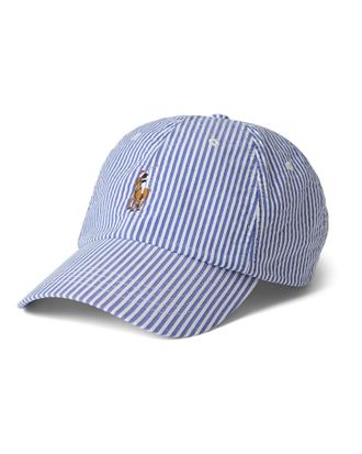 Ralph Lauren Seersucker Cap aus Baumwolle und Stretch mit Streifenmuster in