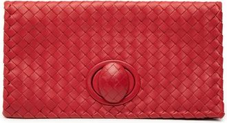 Bottega Veneta pochette en cuir Nappa Intrecciato à fermoir tourniquet (2012-2025) - Rouge