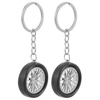 FOMIYES Lot de 2 Porte-Cl&eacute;s en PVC Souple de Pneu Argent&eacute; L&eacute;ger et Compact Porte-Cl&eacute;s de Voiture pour Femmes Accessoire Pratique et D&eacute;coratif pour Cl&eacute;s de Voi