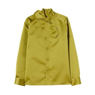 Plan C Schluppenkragen-Bluse - - Blouses & Shirts - Damen - Gr&uuml;n - S