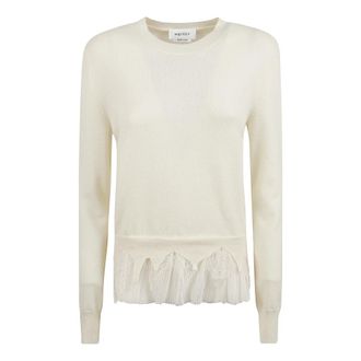 Alexander McQueen Grunge Glamour Spitzenbesetzter Pullover - - Knitwear - Damen - Wei&szlig; - M