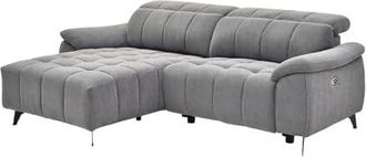 Vente-Unique Canapé dangle Gauche Relax électrique en Tissu texturé Gris CELTIMO