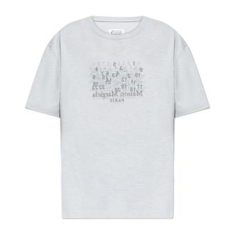 Maison Margiela Logo T-Shirt - - Tops - Herren - Grau - S