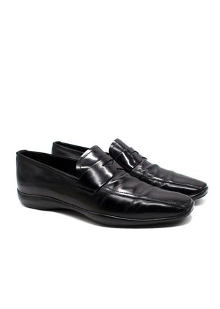 Prada Sport Black Leather Slip On Loafers Size 43.5