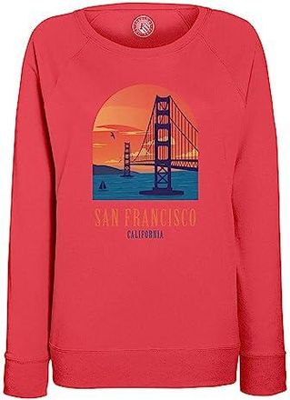 Fabulous Sweatshirt Femme Rouge San Francisco California Pont Golden Gate Illustration Etats Unis