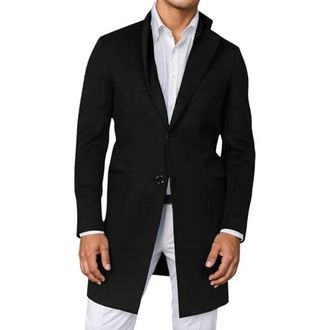 Generic Manteau Homme Hiver Long,Veste Anorak Longue pour Homme | Couleur Unie avec Col et Multiples Poches | Id&eacute;ale Pour Ext&eacute;rieur et Vie Quotidienne (Black,