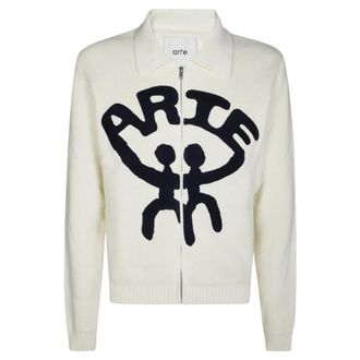 Arte Cardigan Logo - - Knitwear - Herren - Beige - M