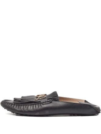 Tod's mules en cuir à franges - Noir