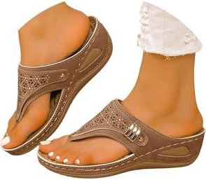 Generic Pantoufles orthop&eacute;diques confortables pour femme avec soutien de la vo&ucirc;te plantaire, tongs &agrave; bout ouvert pour femme, sandales plates d&eacute;t&eacute; habill&eacute;es 20