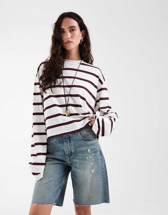 Tommy Jeans Mia - Bermuda d&eacute;contract&eacute; - Bleu moyen d&eacute;lav&eacute;