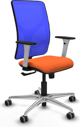 Piqueras y Crespo Arbeitsstuhl mit wei&szlig;en und schwarzen Armlehnen, h&ouml;henverstellbare Lendenwirbelst&uuml;tze, ausgestattet mit Sincro 3 Positionen und Schneideschaum, Blau/O