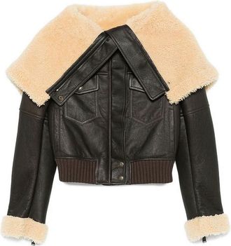 Alexander McQueen Lederjacke - Braun