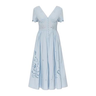 Self Portrait V-Ausschnitt Midikleid - - Dresses - Damen - Blau - 2XS