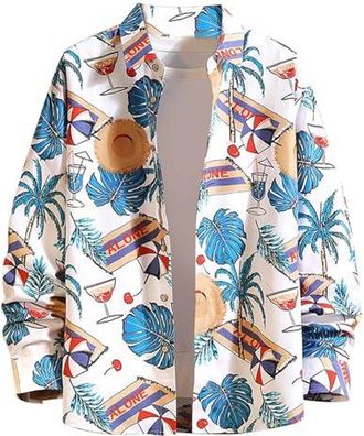 Generic Chemise d&eacute;t&eacute; pour Homme, Respirante, Manches Courtes, imprim&eacute; Bloc de Couleur, Chemises, Rabattu, Coupe r&eacute;guli&egrave;re, Chemises Avant avec Boutons hawa&iuml;en