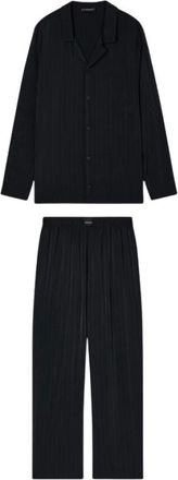 Emporio Armani Homme, V&ecirc;tements de nuit et de d&eacute;tente, Noir, Taille: S Satin Stripe Pyjama with Notch Collar