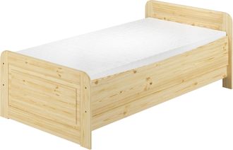 Erst-Holz Seniorenbett extra hoch 100x220 Einzelbett mit Rollrost Matratze Massivholz Kiefer 60.42-10-220 M