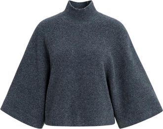 YaYa Yaya - Pull en maille acrylique &agrave; col montant et manches larges - Femme - Pulls - Noir - Taille: 42 FR