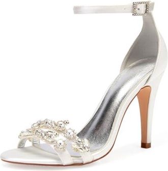 Generic Chaussures De Mariage Femmes Mariée Sexy Open Toe High Heels Bureau Travail Soir Hauts Sandale 10.5Cm,Ivoire,41 EU