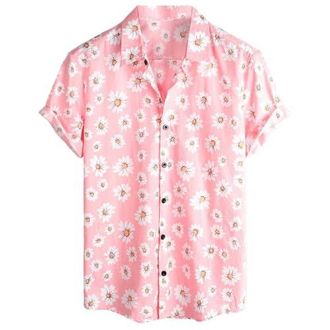 Generico T-shirt hawa&iuml;en pour homme - Imprim&eacute; tournesol - Manches courtes - Col montant - T-shirt de sport d&eacute;t&eacute; - Chemisiers de loisirs - Chemise d&eacute;contract&eacute;e 