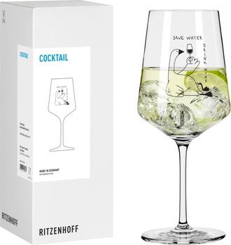 Ritzenhoff 8171017 Cocktail-Glas 500 ml, Serie Sprüche, mit lustigem Motiv save water drink wine - modern, Made in Germany