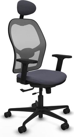 Piqueras y Crespo Grauer Schreibtischstuhl mit 2D-Armen, h&ouml;henverstellbare Lendenwirbelst&uuml;tze und festes Kopfteil, ausgestattet mit Syncro/Traslack und eingespritztem S