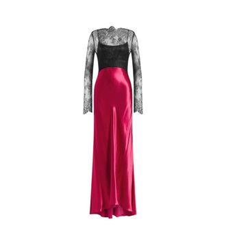 Alberta Ferretti Femme, Robes, Multicolore, Taille: 38 FR Robe brillante en satin et dentelle