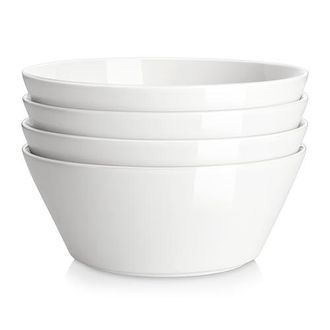 Malacasa S&eacute;rie REGULAR, Lot de 4 Bols en Porcelaine de 1800 ml | D 21 x H 8,7 cm | Bols de Petit-d&eacute;jeuner pour Fruits, Salades, Soupes et C&eacute;r&eacute;ales | Compatible