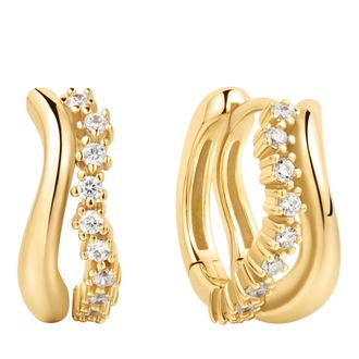 Ania Haie Ohrringe - 925er Sterlingsilber Silver Sparkle Double Huggies - Gr. unisize - in Gold - f&uuml;r Damen