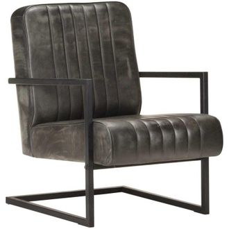 vidaXL Chaise de canap&eacute; cantilever gris d&eacute;lav&eacute; cuir v&eacute;ritable vidaXL