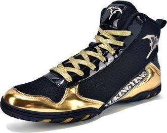 Generic Bottes de Lutte pour Femmes, Bottes de Kickboxing à Lacets, Non glissantes, Hautes, pour lentraînement et la Fitness.,Noir,42 EU