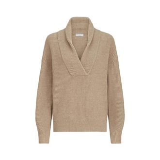 Brunello Cucinelli Kaschmirpullover mit Monili-Detail - - Knitwear - Damen - Braun - XS