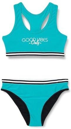 Haute Pression Maillot de Bain Deux pièces menstruel pour Fille, uni Turquoise Fluo écriture