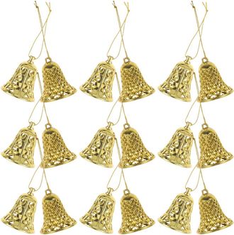 NUOBESTY 48 St&uuml;Ck Goldfarbener Weihnachtsglocken Kunststoff Baum-Anh&auml;Nger Mit Aufh&auml;Ngeband F&uuml;R Weihnachtsbaumschmuck DIY Weihnachtsdeko Zubeh&ouml;R H&auml;Ngende Orname