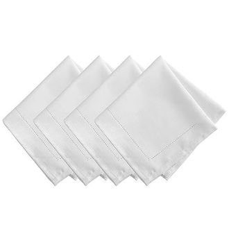 Elrene Home Fashions Alison Lot de 4 Serviettes de Table en Tissu avec Bordure &agrave; oeillets Blanc 43,2 x 43,2 cm