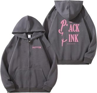 Generic Sweat &agrave; Capuche Bron Pink Album World Tour, Sweat-Shirt Graphique en Coton Unisexe avec Fermeture &eacute;clair(B Grey,S)