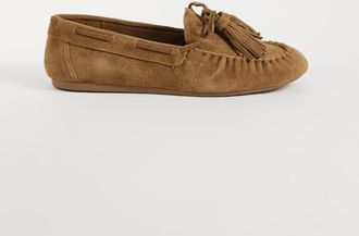 Mango Bootsschuh aus 100 % Leder mit Bommel-Detail in Braun
