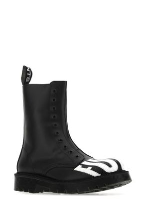 VTMNTS Mens Black Leather Ankle Boots Stivali