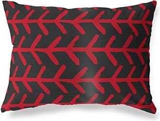 Bonamaison Le Jardin du Lin Kissen Zierkissenbezug Rot-Schwarz Kissenbezug, Weich Bequem, Für Zuhause Autos Büro Sofa Wohnzimmer Couch Schlafzimmer Dekor, 35x50 