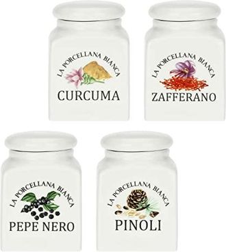 La Porcellana Bianca La Porcellana Bianca Wei&szlig;es Porzellan-Gew&uuml;rz-Set, 4-teilig, Conserva-Kollektion