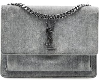 Saint Laurent Hobo Bags - Medium Denim Monogram Sunset Crossbody - Gr. unisize - in Grau - f&uuml;r Damen