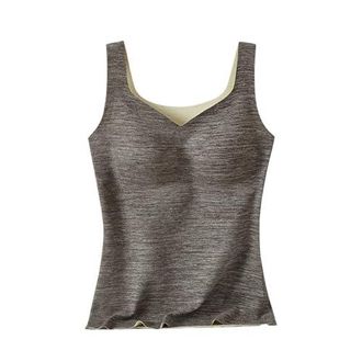 Generic Maillot de corps avec soutien-gorge sans armatures avec bonnets pour femme - Chemise thermique dhiver - Col en V - Sous-v&ecirc;tements thermiques - Sous-v&ecirc;